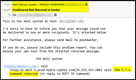 Sophos Email 550 571 Command Rejected Error On Outbound Emails