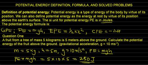 Potential Energy Formula Definition And Solved Problems