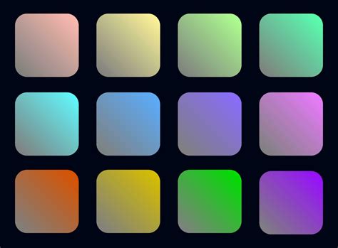 Colorful Gray Color Shade Linear Gradient Palette Swatches Web Kit