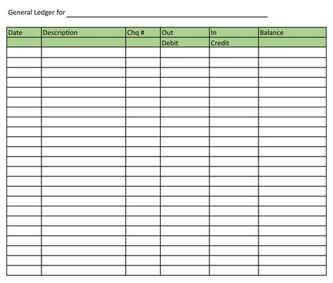 Printable General Ledger Sheets Printable General Ledger Sheets