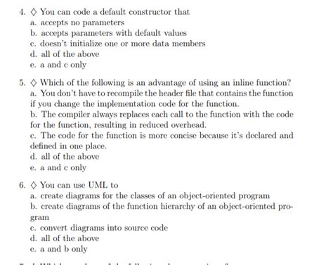Solved 4 You Can Code A Default Constructor That A Accepts