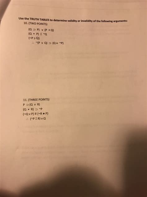 Solved Use Truth Tables Ro Determine The Validity Or Chegg