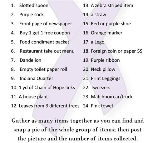 Scavenger Hunt American Cancer Society Resources