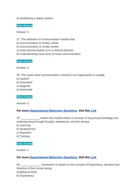 Organizational Behaviour Questions And Answers Pdf