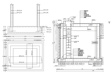 Structural Design Of Water Tank Autocad Drawing Cadbull Structural