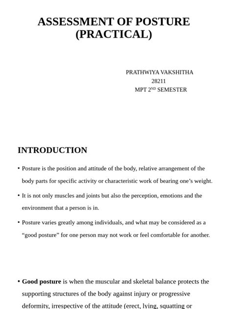 Assessment Of Posture Practical Pdf Nervous System Clinical