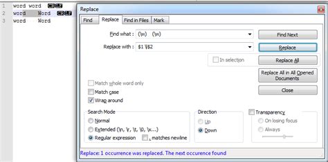 Notepad Regex Replacing The First Character With Lower Case