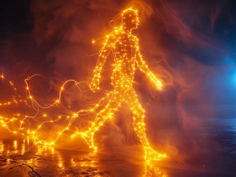 Human Figure Illuminated By Lights Premium Ai Generated Image