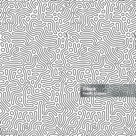 둥근 선과 현대 유기 배경 자연 세포 미로 산호의 구조 확산 반응과 흑백 벡터 원활한 패턴 생물학적 모양의 선형 설계 0명에 대한 스톡 벡터 아트 및 기타 이미지 Istock