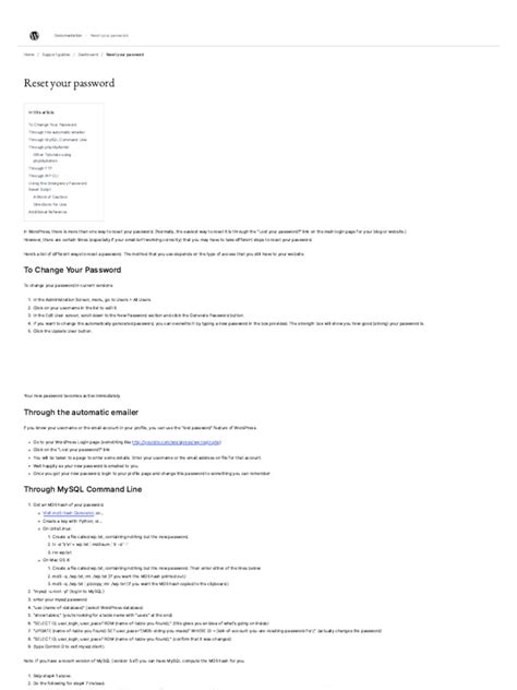 Reset Your Password Documentation Pdf Password User Computing