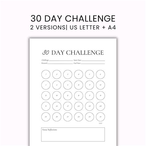 30 day challenge journal page 30 day challege printable 30 day