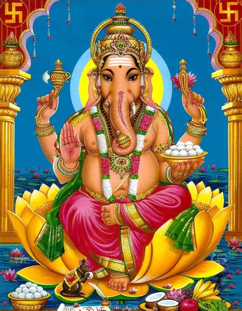 download divine ganesha receiving offerings on mobile wallpaper