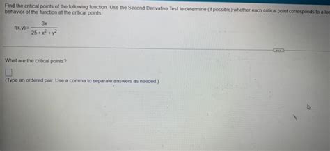 Solved Find The Critical Points Of The Following Function