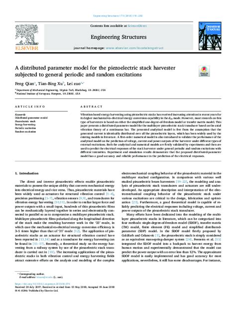 pdf a distributed parameter model for the piezoelectric stack