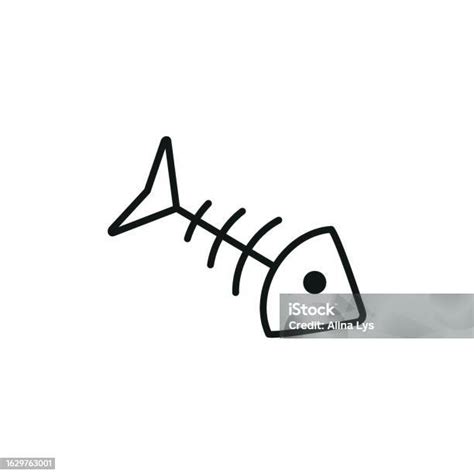 물고기 뼈 아이콘 벡터 그림입니다 고립된 배경에 물고기 해골 폐기물 표지판 개념입니다 물고기에 대한 스톡 벡터 아트 및 기타 이미지 물고기 벡터 죽음 물리적 묘사