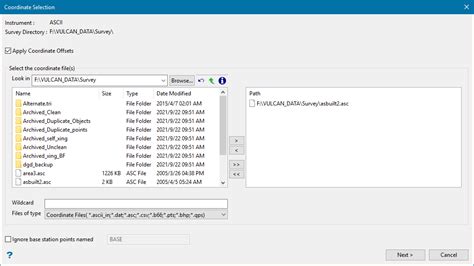 Vulcan Survey Surveying Coordinates