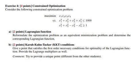Exercise Points Constrained Optimization Chegg