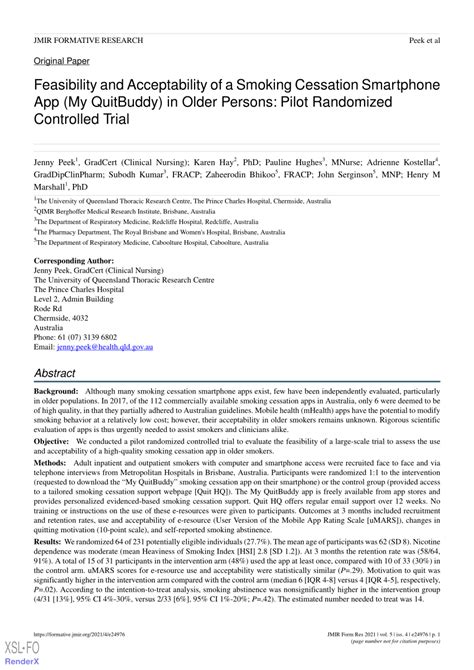 Pdf Feasibility And Acceptability Of A Smoking Cessation Smartphone