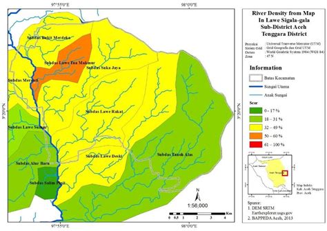 River Density Map Based On Sub Watershed In Lawe Sigala Gala District