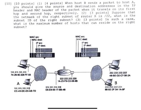 solved [10] [10 points] 1 [4 points] when host b sends a