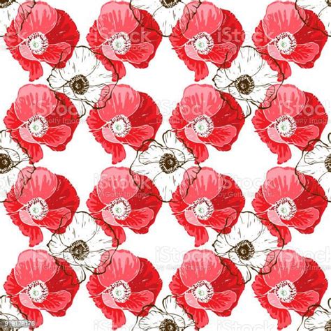 흰색 바탕에 양 귀 비 꽃과 완벽 한 패턴입니다 피는 웨딩 초대장 및 인사말 카드 디자인에 대 한 꽃의 벡터 집합입니다 0명에 대한 스톡 벡터 아트 및 기타 이미지 Istock