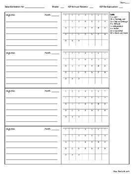 IEP Data Collection Progress Monitoring Forms And Cards Track Objectives