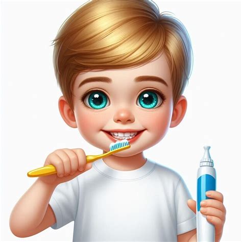Premium Photo Little Boy Brush Teeth
