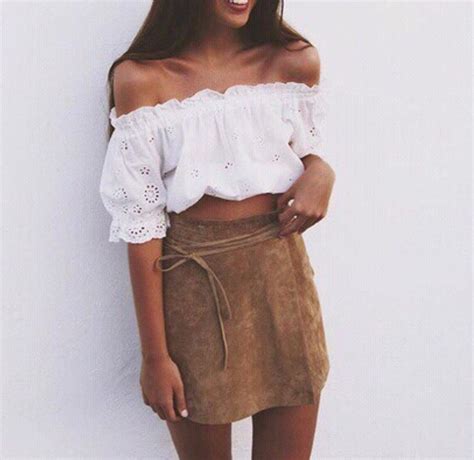 White Top Brown Skirt And Inspiration Image 6478556 On