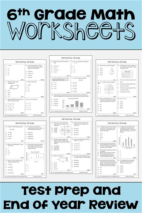 6th Grade Math Review Worksheets No Prep Spiral Review And End Of Year Test Prep