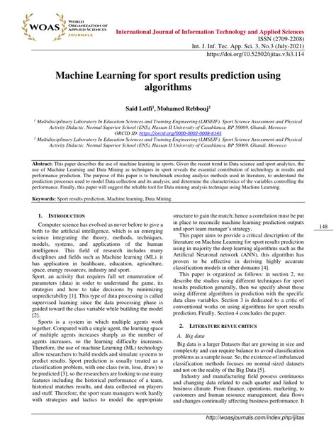 Pdf Machine Learning For Sport Results Prediction Using Algorithms