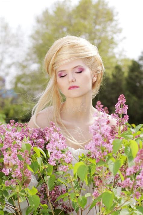 Outdoors Tender Blonde Woman With Hairstyle Stock Photo Image Of Fashion Face
