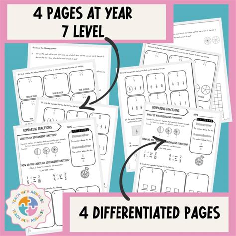 grade 7 compare and order fractions equivalent fractions worksheets