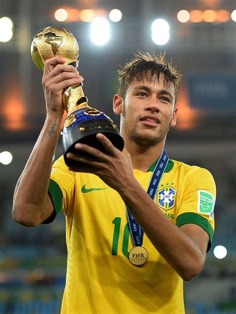Neymar Of Brazil With The Fifa Confederations Cup Brazil 2013 Trophy