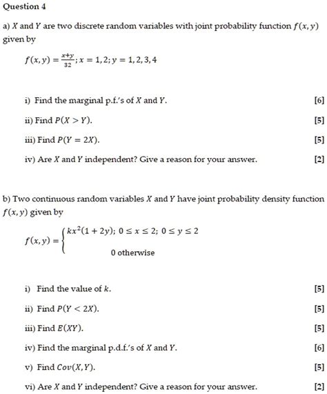 Solved Question A X And Are Two Discrete Random Variables With Joint