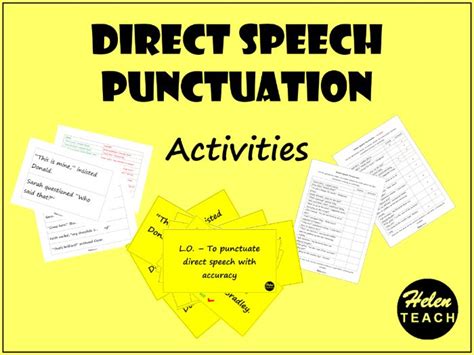 Direct Speech Punctuation Activities Teaching Resources