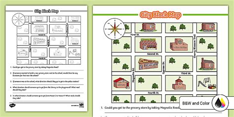 City Block Map Reading Worksheet Teacher Made Twinkl