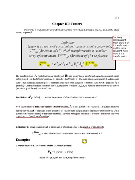 Chapter Iii Tensors Pdf Tensor Euclidean Vector
