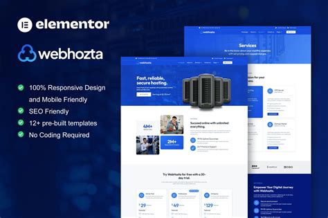 download webhozta hosting service elementor template kit