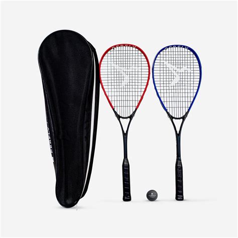 Squash Racket Set Wallbreaker 165 Club Blue Red Perfly Decathlon