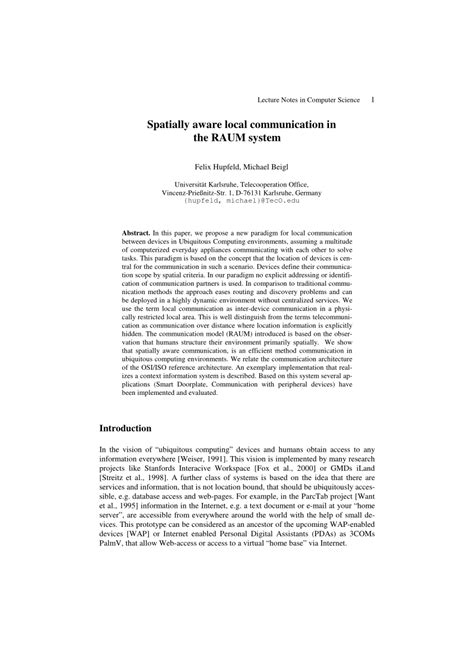 Pdf Spatially Aware Local Communication In The Raum System