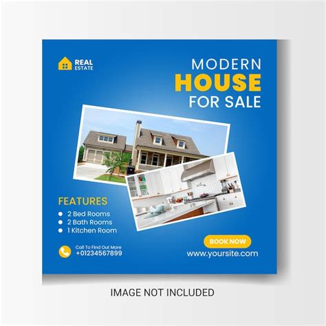 엽서 템플릿 부동산 소셜 미디어 프리미엄 벡터