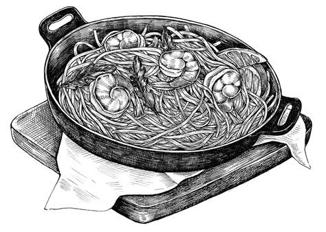 Black And White Pasta Drawing