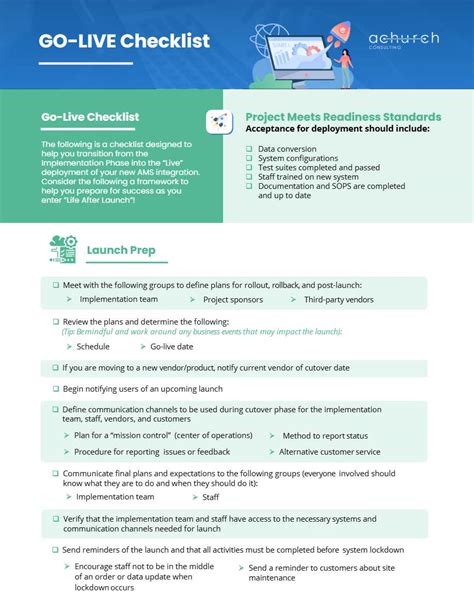 Achurch Consulting Go Live Checklist Template In Word And Pdf Formats 2 Pages