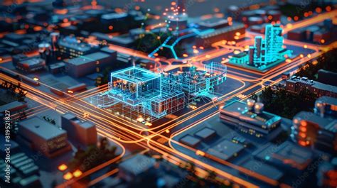 Digital Twin Concept Showing Virtual Replicas Of Physical Assets Stock