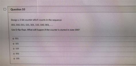 solved question 10 design a 3 bit counter which counts in