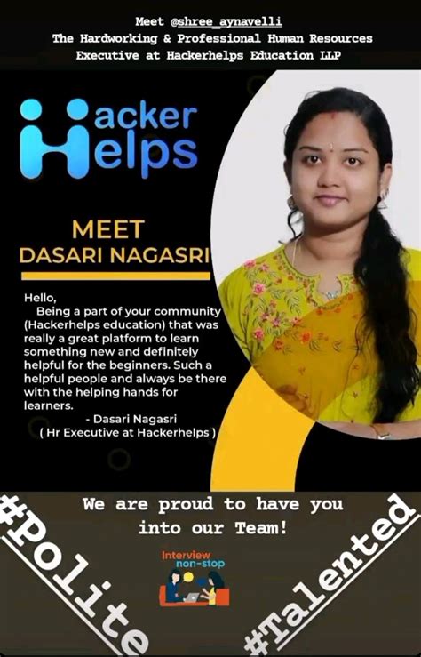 Dasari Nagasri On Linkedin Thank You Hackerhelps Education