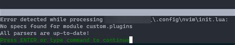 Error Detected While Processing Initlua No Specs Found For Module