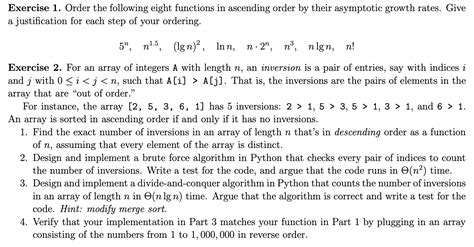 Solved Exercise Order The Following Eight Functions In Chegg