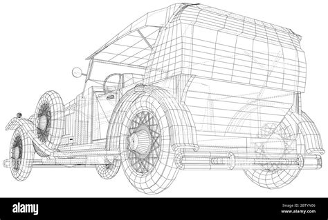 Classic Car Illustration Vector Vintage Car Wire Frame Line Isolated Vector Rendering Of D