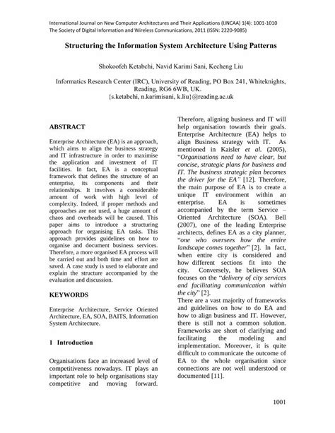 Pdf Structuring The Information System Architecture Using